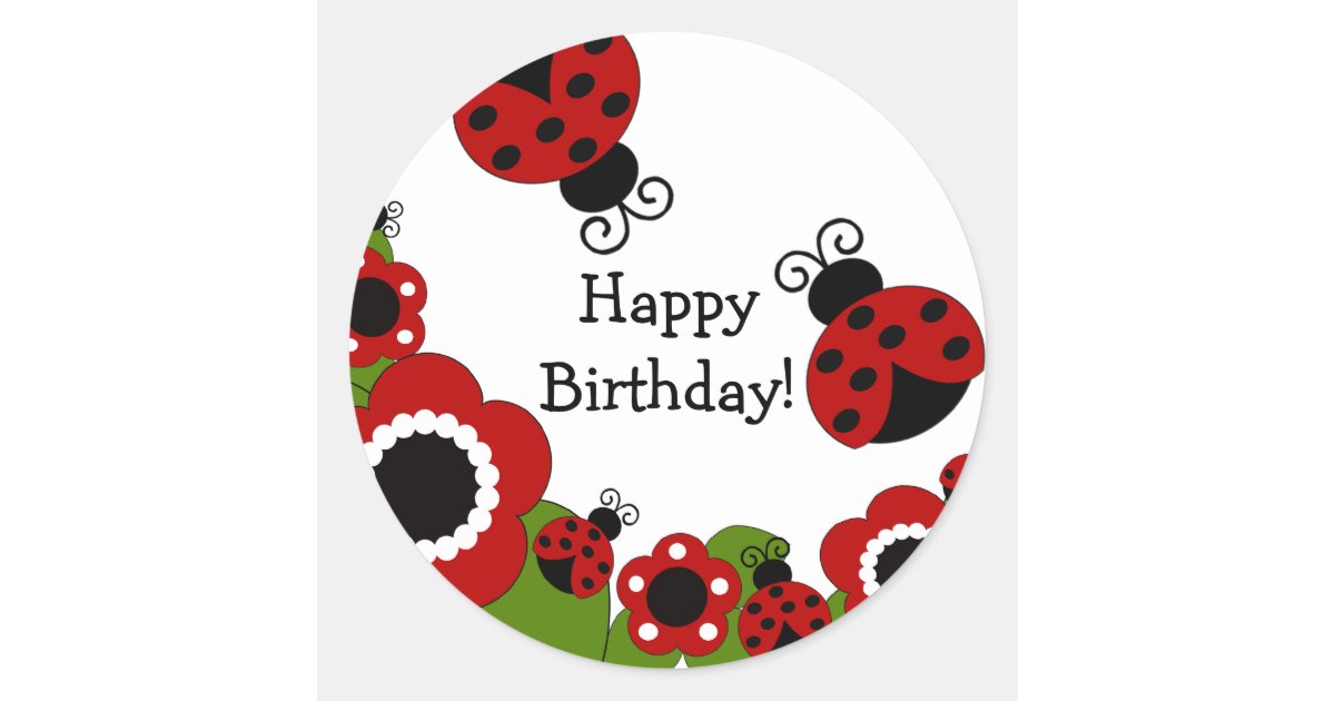 Ladybug Happy Birthday Sticker | Zazzle.ca