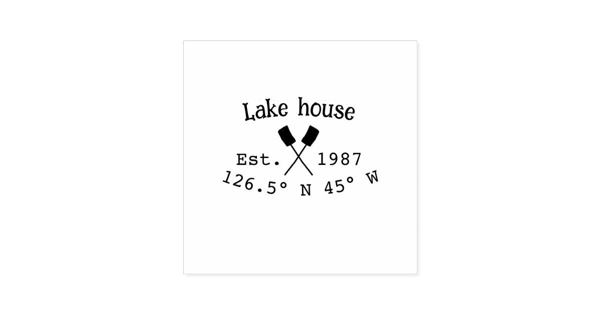 Lake house ets. Date year custom coordinates add n Self-inking Stamp ...