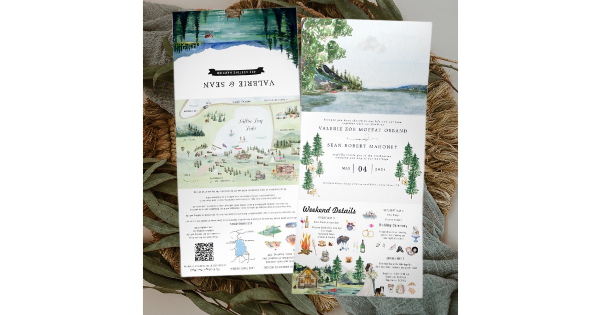 Lakeside Campground Resort | Illustrated Wedding Tri-Fold Invitation ...