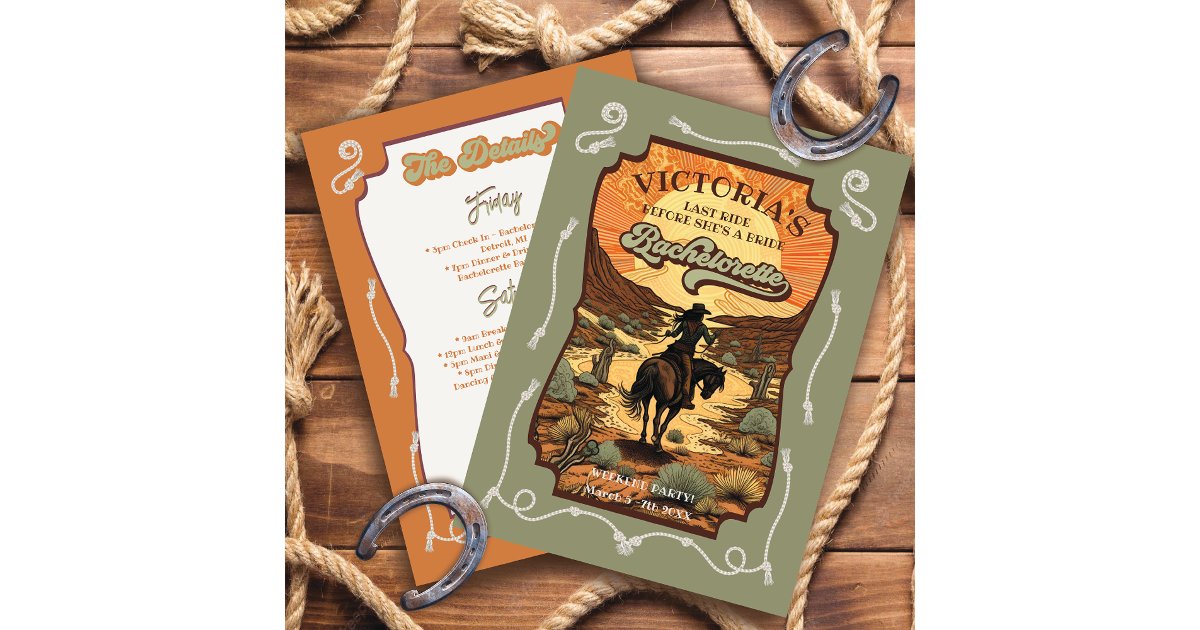Last Ride Rodeo Cowgirl Bachelorette Party Invitation | Zazzle