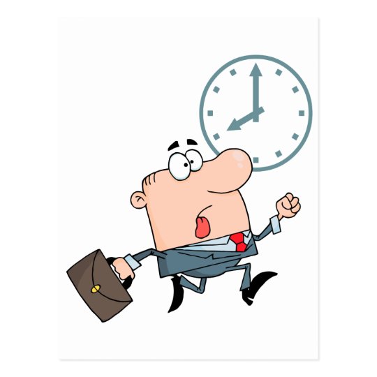 late for work funny cartoon postcard | Zazzle.ca