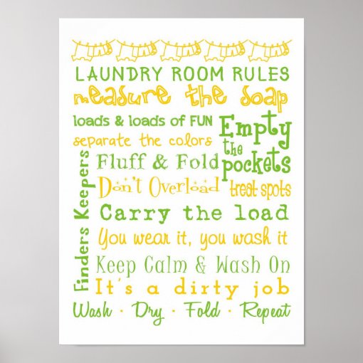 Laundry Room Rules Poster | Zazzle