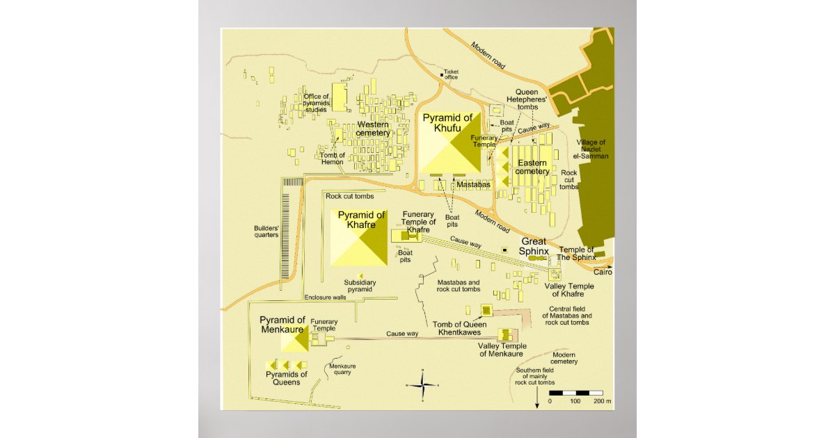 Layout of the Giza Pyramid Complex Diagram Poster | Zazzle