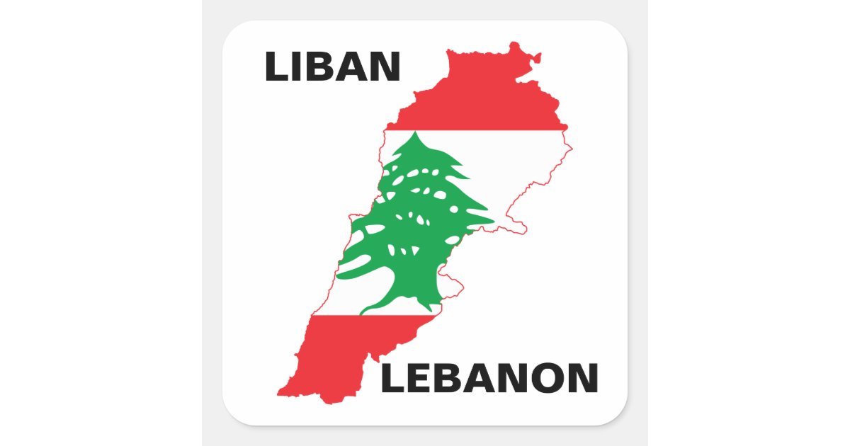 Lebanon Flag Map Square Sticker | Zazzle