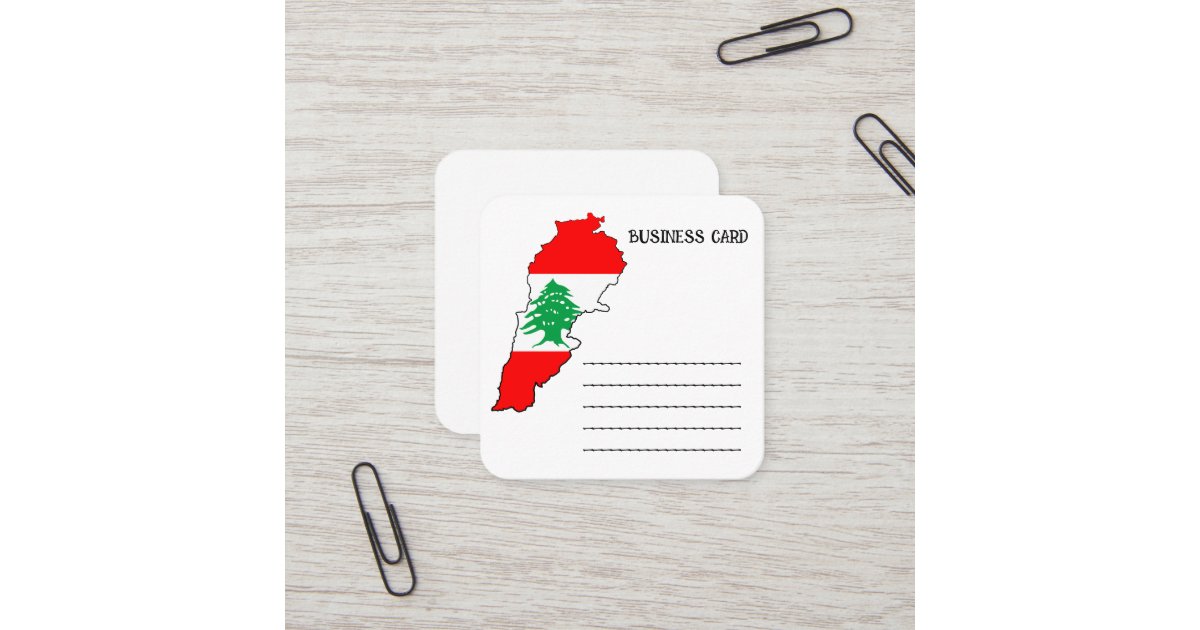 Lebanon Map with Flag Square Business Card | Zazzle