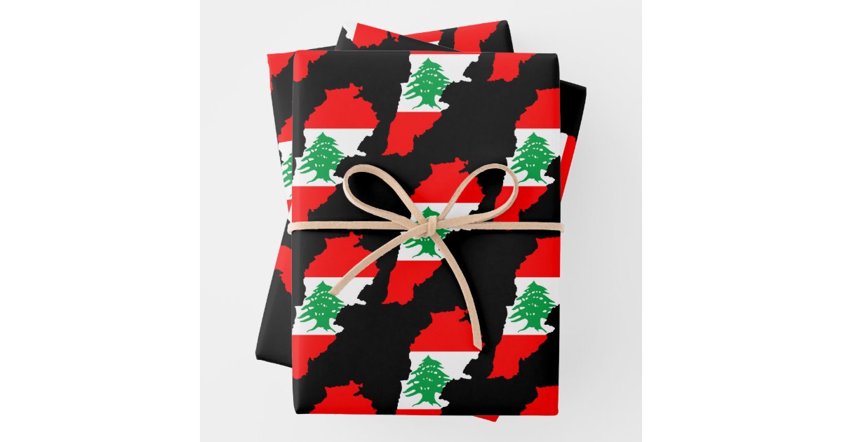 Lebanon Map with Flag Wrapping Paper Sheet | Zazzle