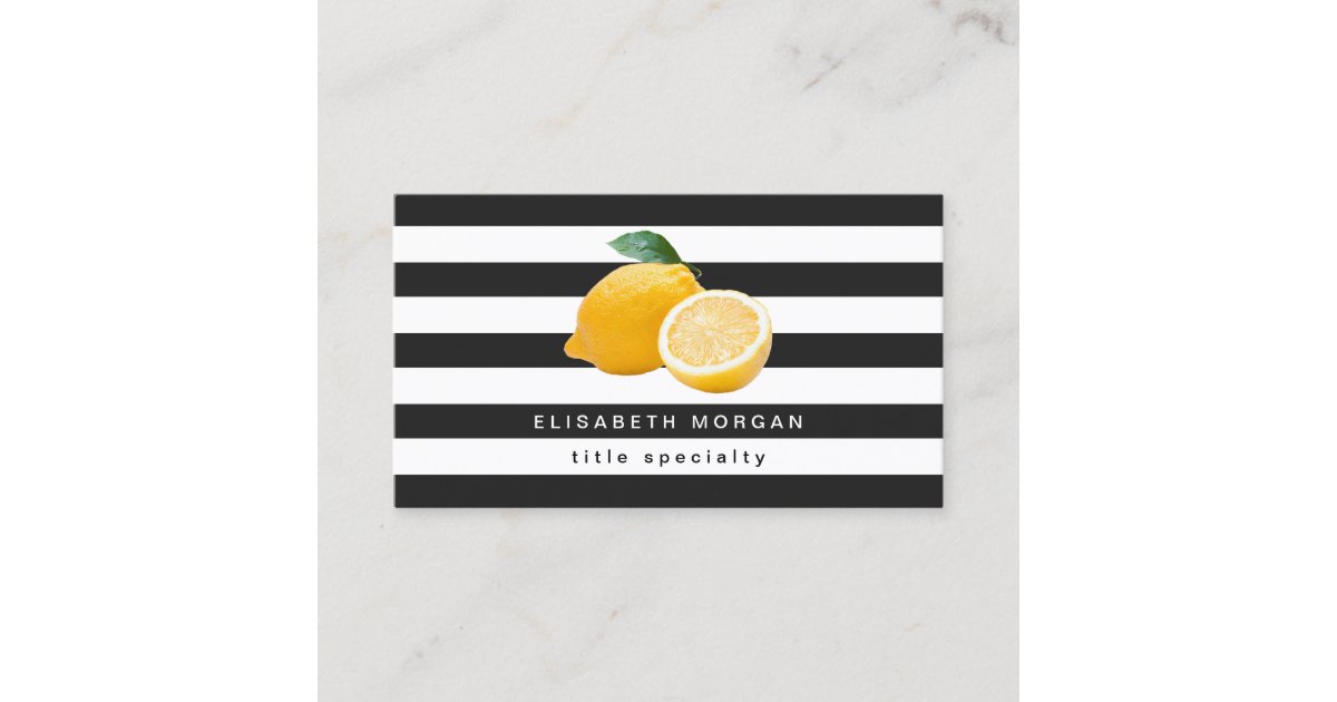 Lemon Logo Black White Stripes Social Media Icon Business Card | Zazzle