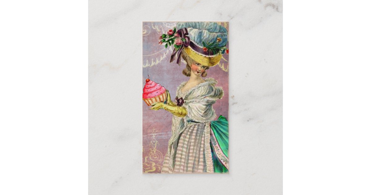 Les Petits Gateaux Marie Antoinette Cupcake & Bird Business Card | Zazzle