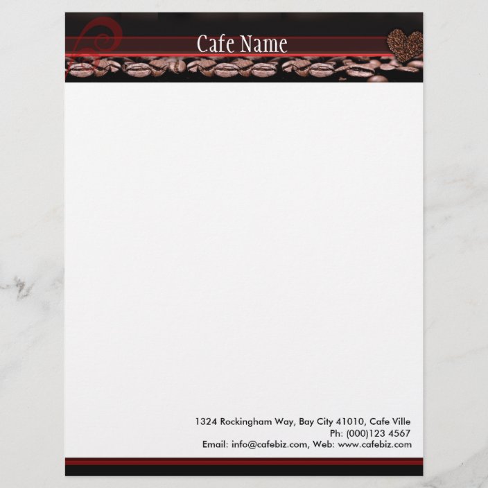 Letterhead for Cafe, Coffee Bar or Coffee Shop | Zazzle