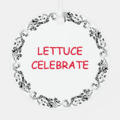 Lettuce Celebrate | Funny Salad Christmas Pun Metal Ornament | Zazzle