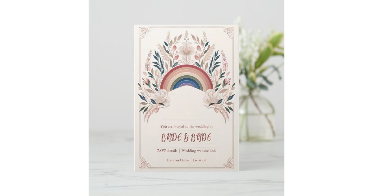 LGBT Floral Wedding Invitation | Zazzle