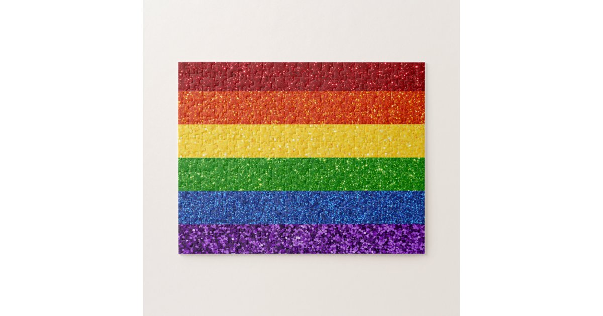LGBT Glitter Rainbow Pride Flag Jigsaw Puzzle | Zazzle