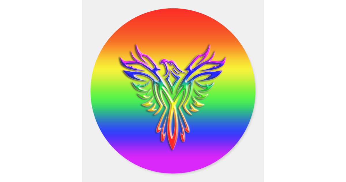 LGBT Rainbow Pride Phoenix Rising, embossed-effect Classic Round ...