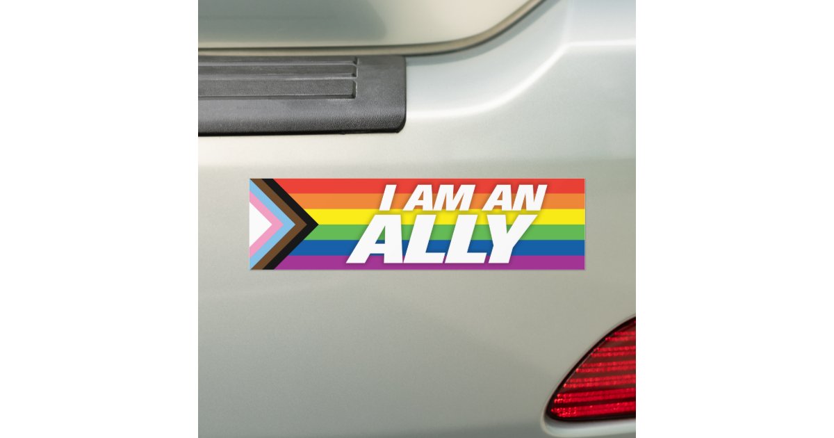 LGBT Straight Ally Inclusive Progress Pride Flag Bumper Sticker | Zazzle