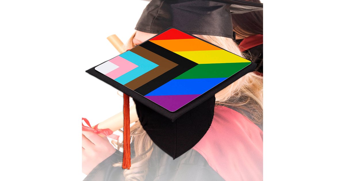 LGBTQ & Pride - Rainbow Progress Flag Graduation Cap Topper | Zazzle