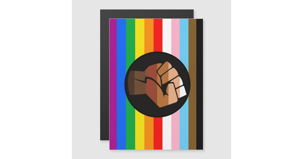 LGBTQ+ Progress POC Pride Flag Magnetic Invitation | Zazzle