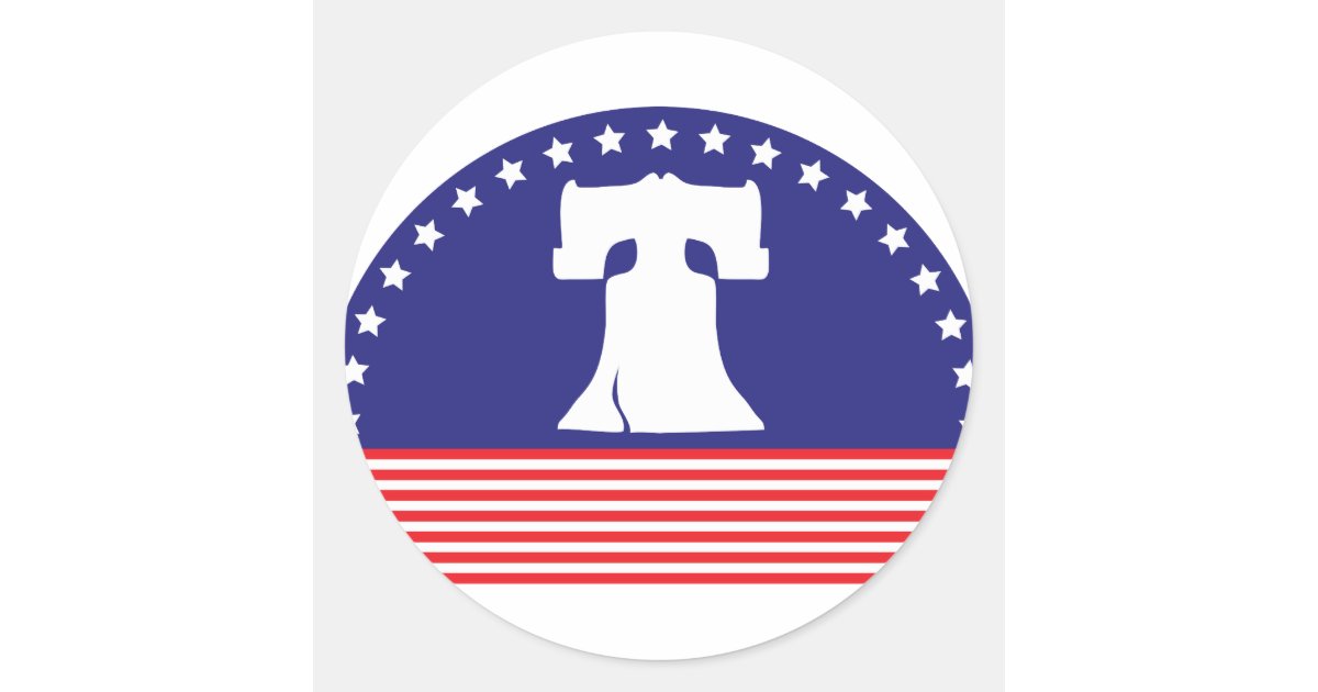 liberty bell flag classic round sticker | Zazzle
