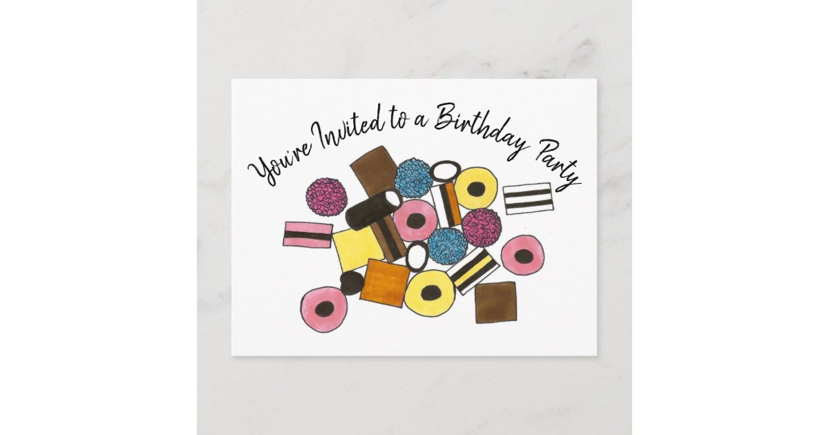 Licorice Allsorts Candy Birthday Party Invitation | Zazzle