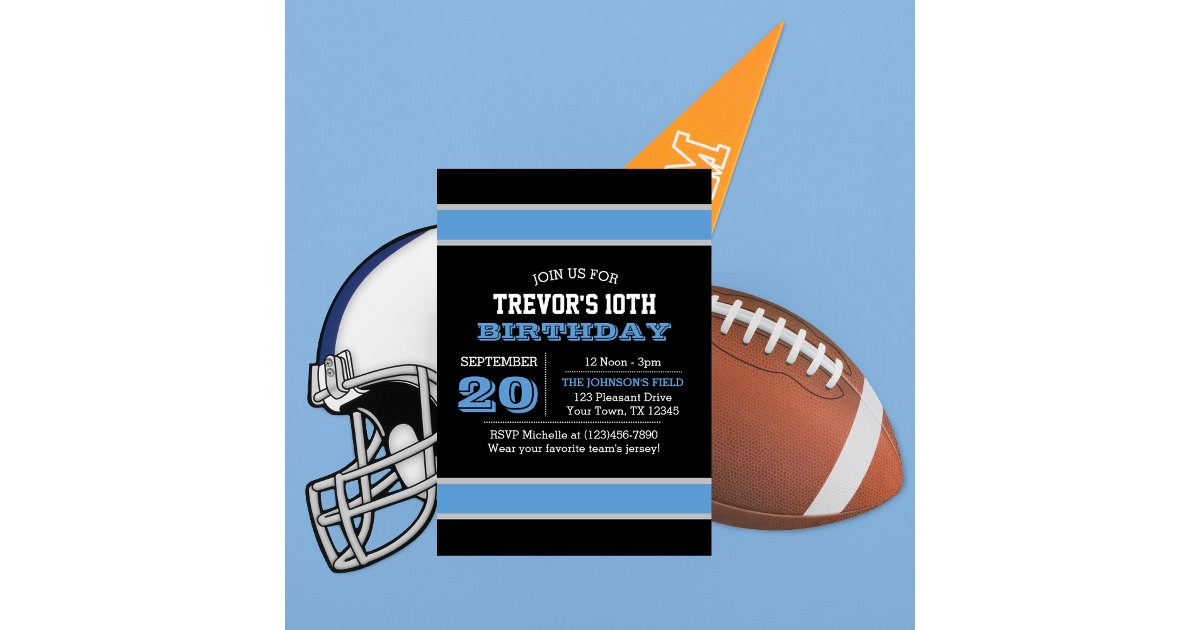 Light Blue Black and Silver Team Birthday Invitation | Zazzle