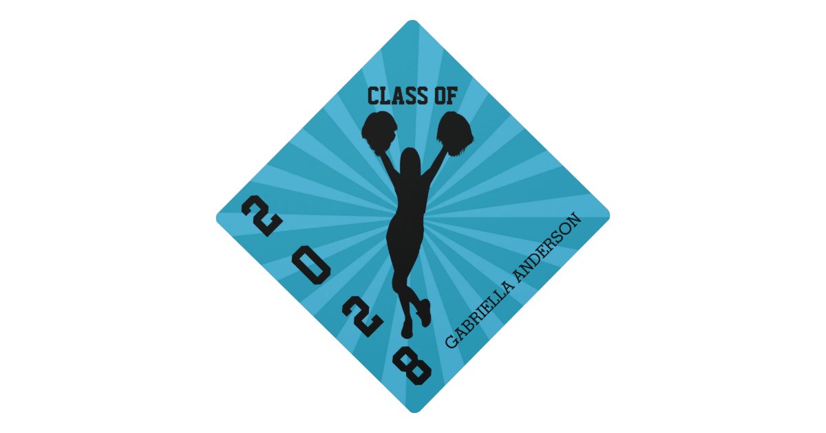 Light Blue Cheerleader Silhouette Personalized Graduation Cap Topper ...
