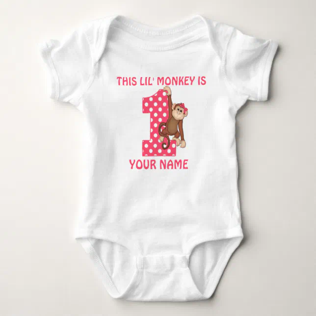 Lil Monkey Girl First Birthday Shirt | Zazzle