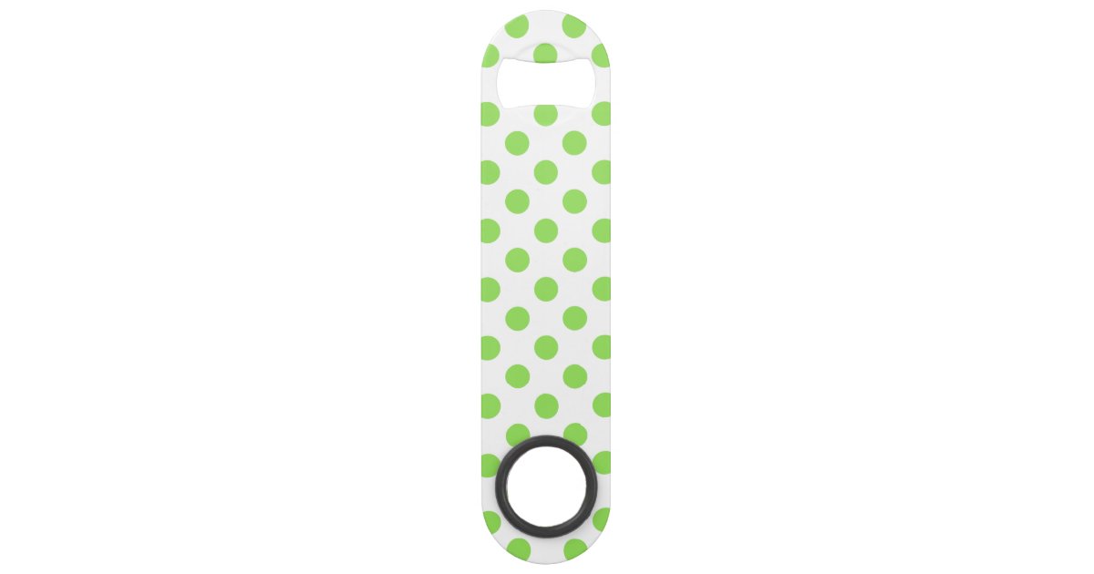 Lime and white polka dots speed bottle opener | Zazzle