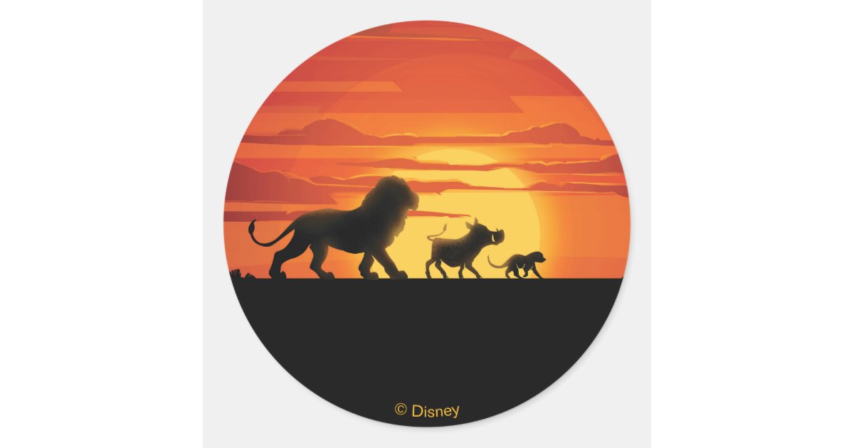Lion King | Simba, Pumbaa, & Timon Silhouette Classic Round Sticker ...
