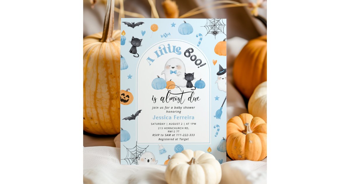 Little Boo is almost Due blue boy baby shower Invitation | Zazzle