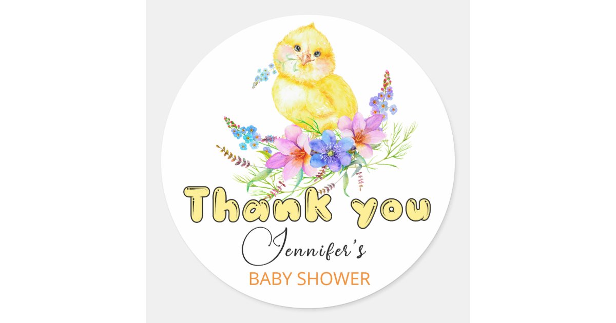 Little Chick Baby Shower Classic Round Sticker | Zazzle