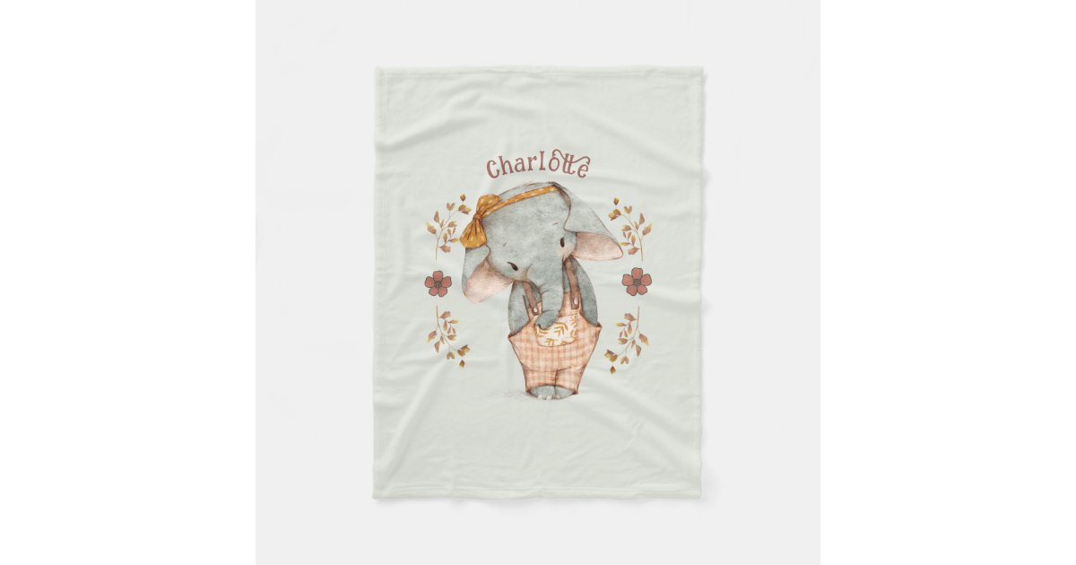 Little Girl Elephant Fleece Blanket | Zazzle