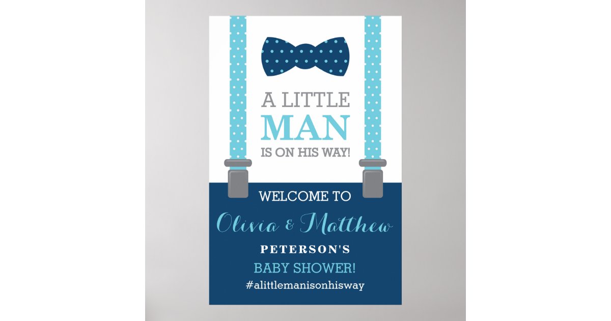 Little Man Welcome Sign Poster, Baby Shower | Zazzle