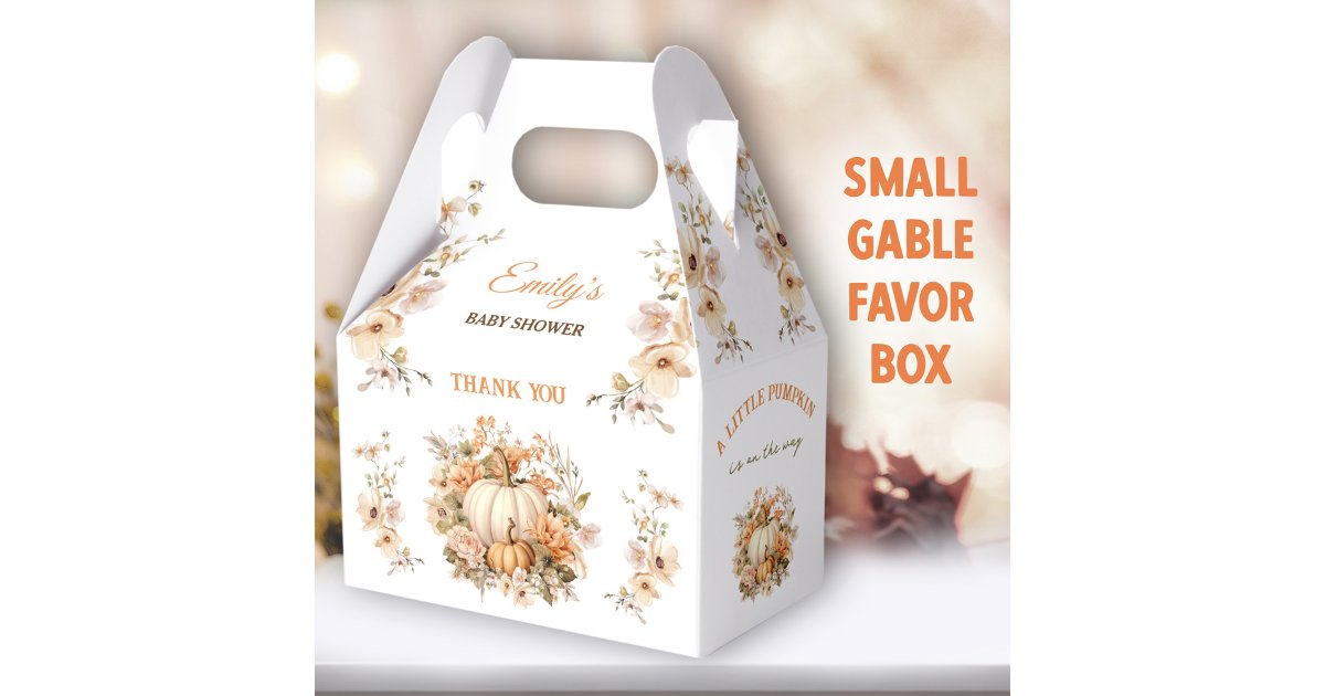 Little Pumpkin White Pastel Baby Shower Gable Favor Box | Zazzle