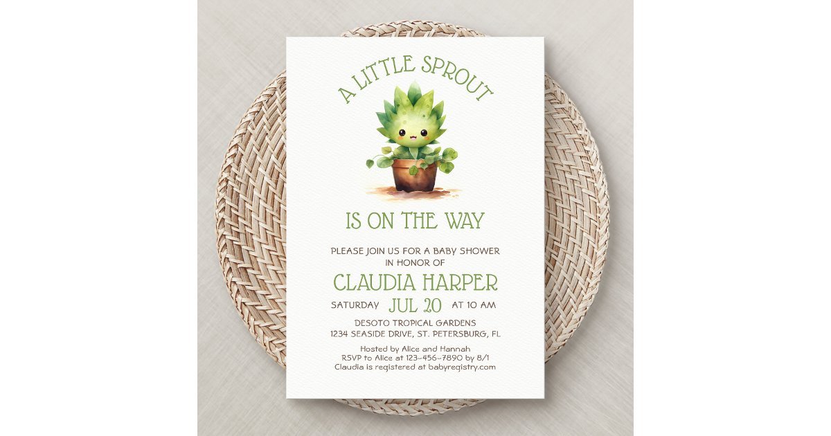 Little Sprout Baby Shower Invitation | Zazzle