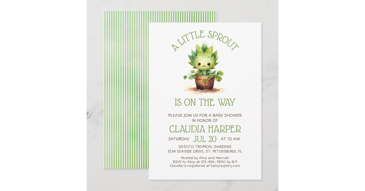 Little Sprout Baby Shower Invitation | Zazzle