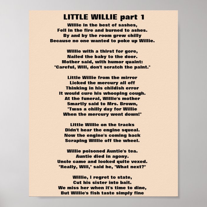 LITTLE WILLIE POEM part 1 Poster | Zazzle.ca