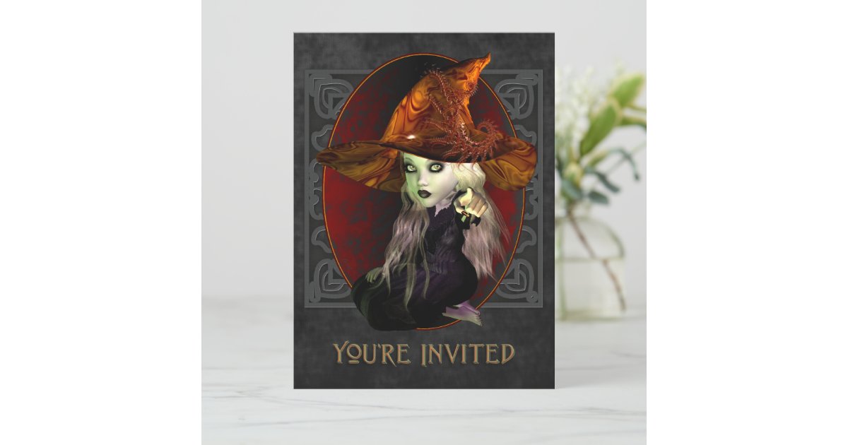 Little Witch Halloween Party X-Large Invitation | Zazzle