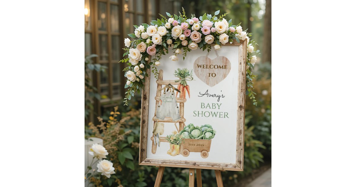 Locally Grown Farm Rustic Baby Shower Welcome Poster | Zazzle