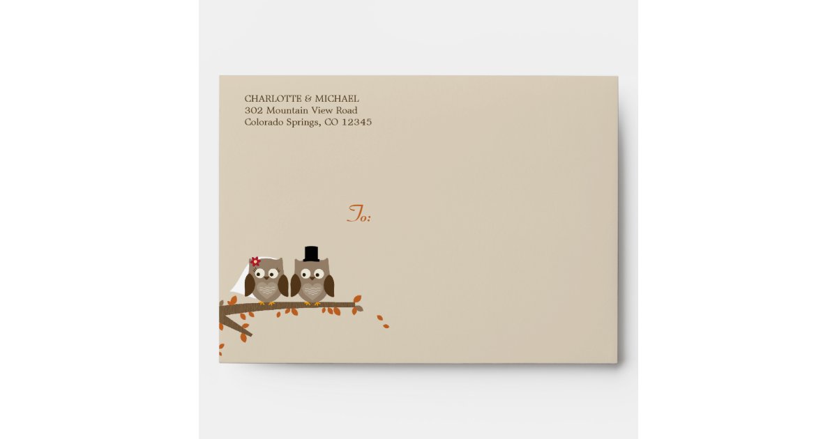 Love Owls Wedding - A7 Envelope | Zazzle