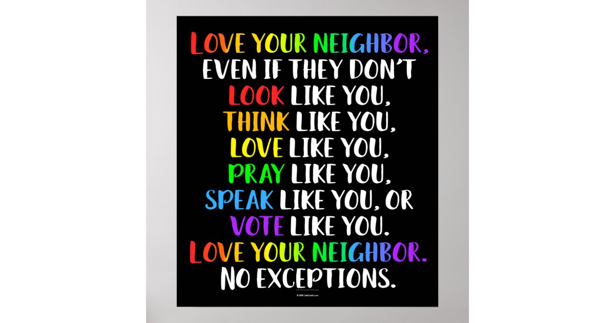 Love Your Neighbor Motivational Diverse Classroom Poster | Zazzle