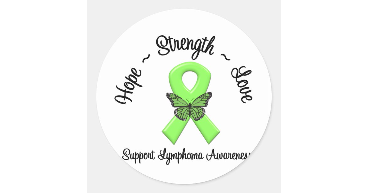 Lymphoma Awareness Butterfly Classic Round Sticker | Zazzle