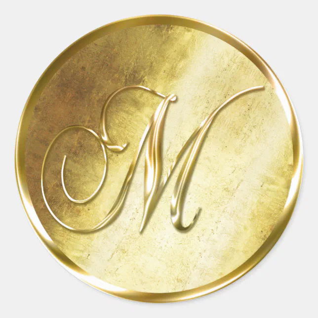 M Monogram Faux Gold Envelope Seal Stickers | Zazzle