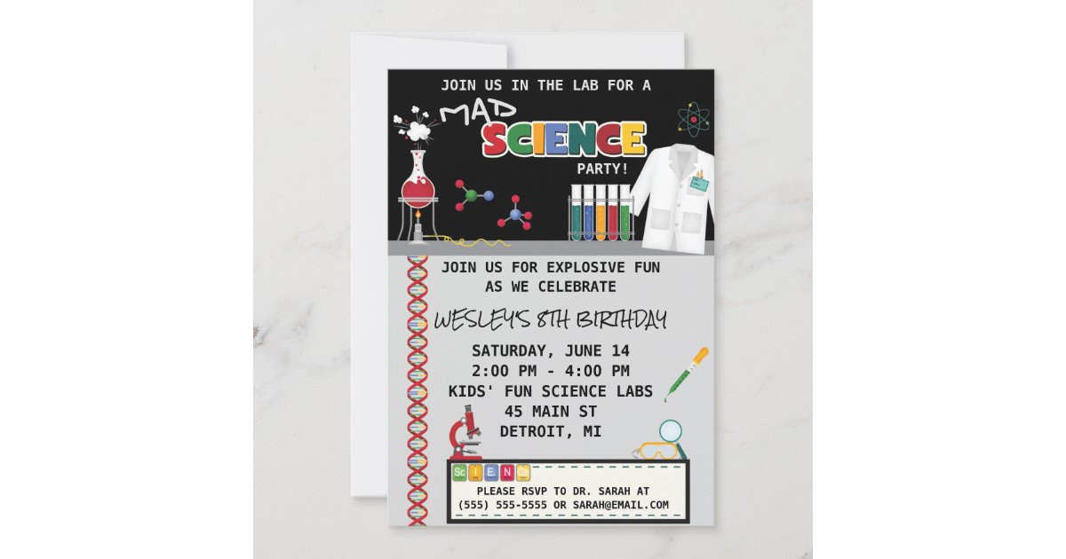 Mad Science Birthday Party Invitation | Zazzle