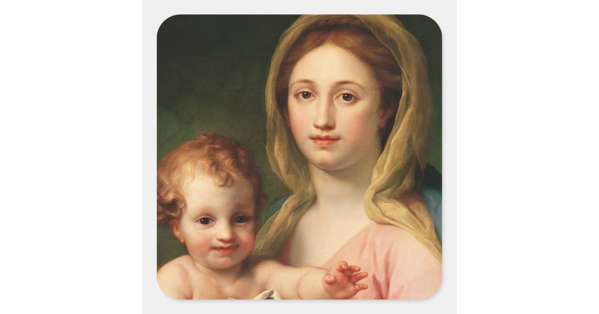 Madonna and Child with Two Angels, 1770-73 Square Sticker | Zazzle