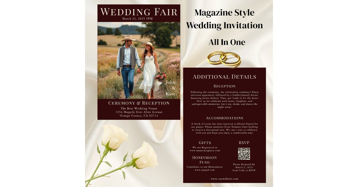 Magazine Cover Wedding in the Country Invitation | Zazzle