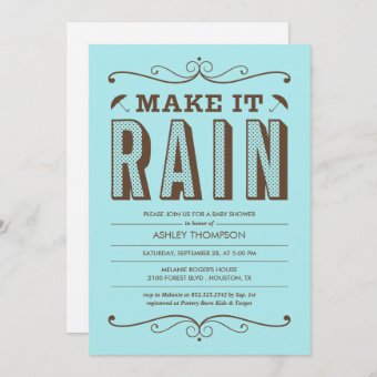 Make it Rain Blue Baby Shower Invitations | Zazzle