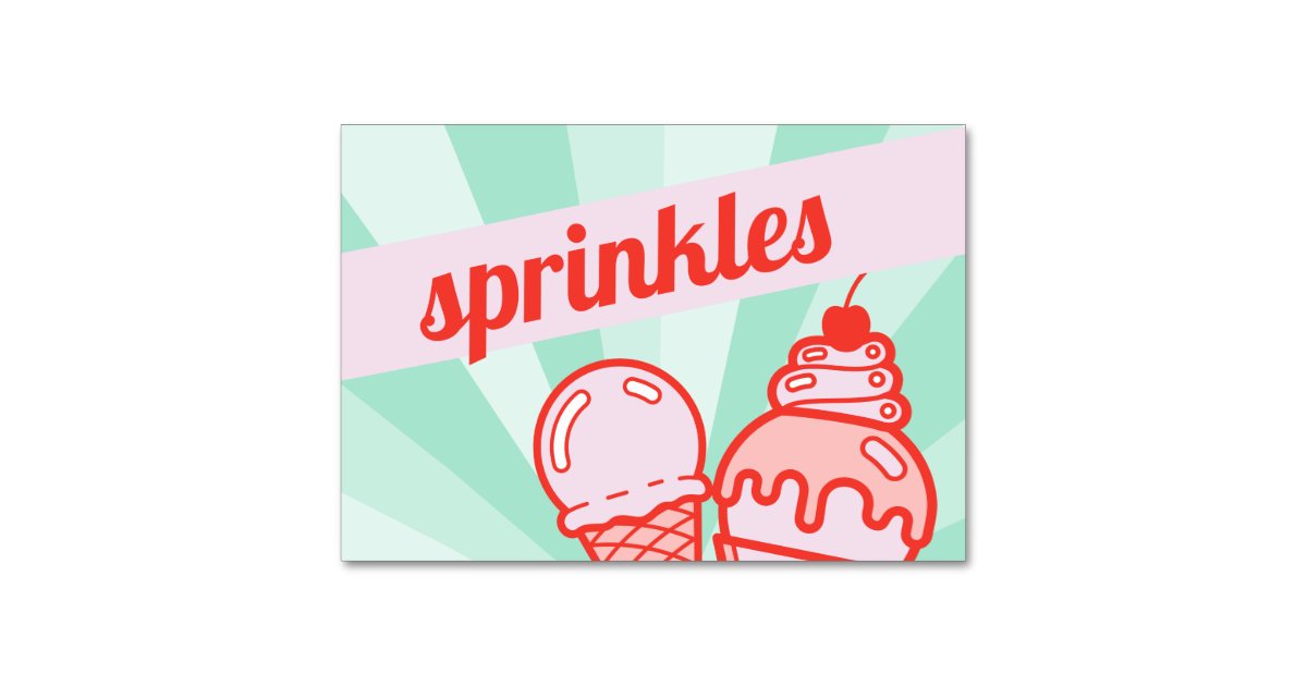 Make your own Ice Cream Bar Topping Sprinkles Sign Table Number | Zazzle