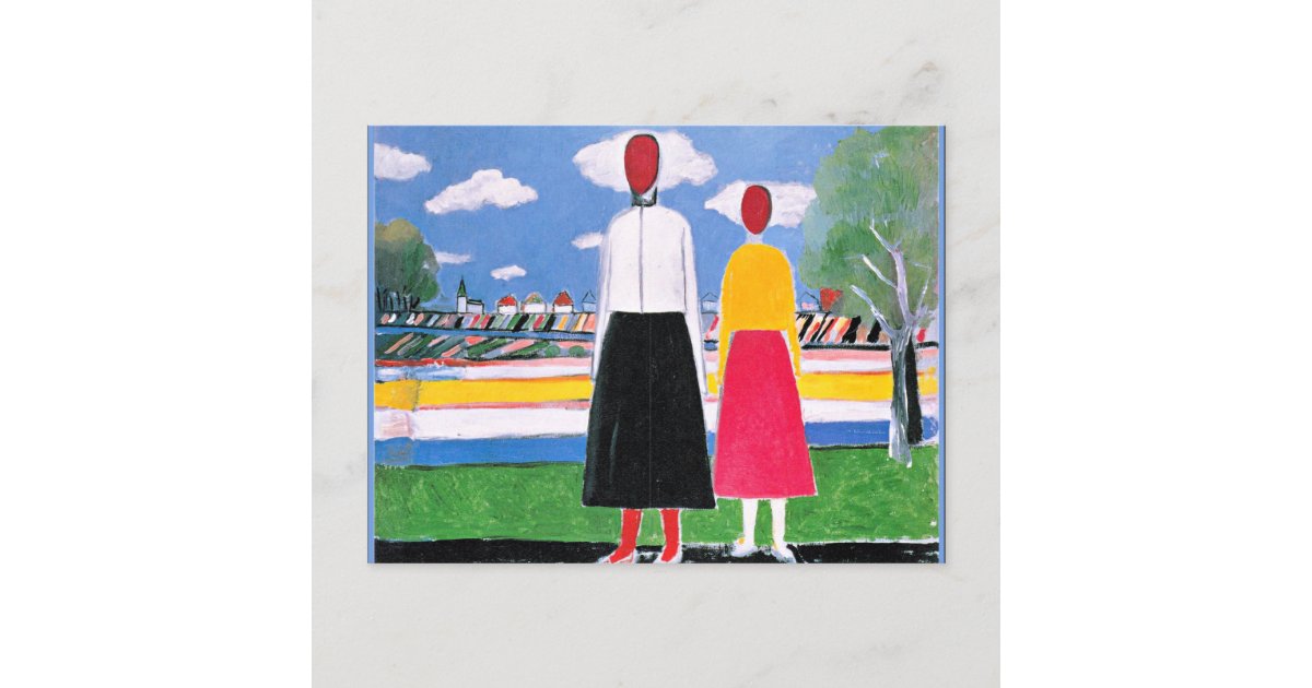 Malevich artwork, Two Figures in a Landscape Postcard | Zazzle