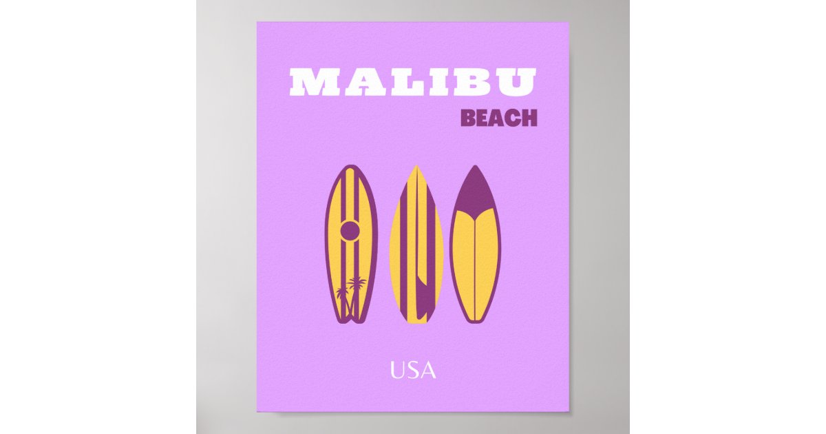 Malibu, Malibu Beach, Preppy, Preppy Girl, Purple Poster | Zazzle
