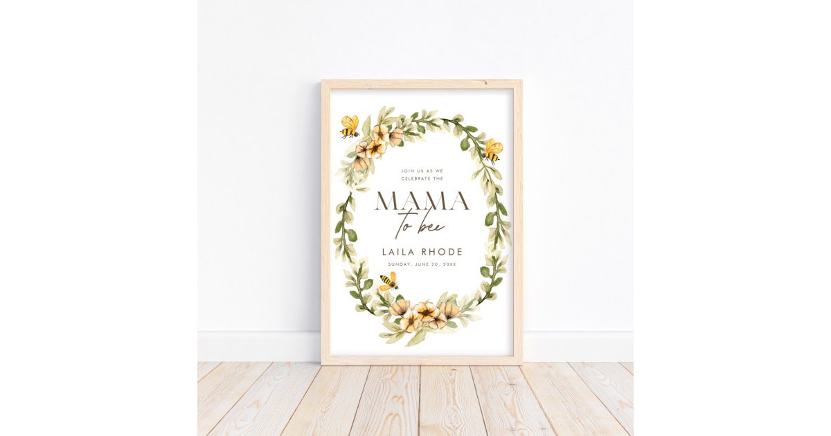 Mama to Bee Spring Baby Shower Welcome Sign Poster | Zazzle