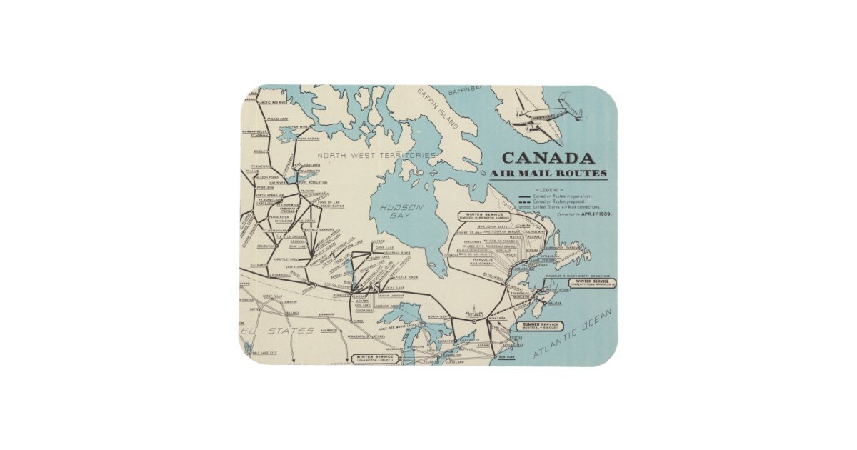 Map of Canada - Canada Air Mail Routes Magnet | Zazzle